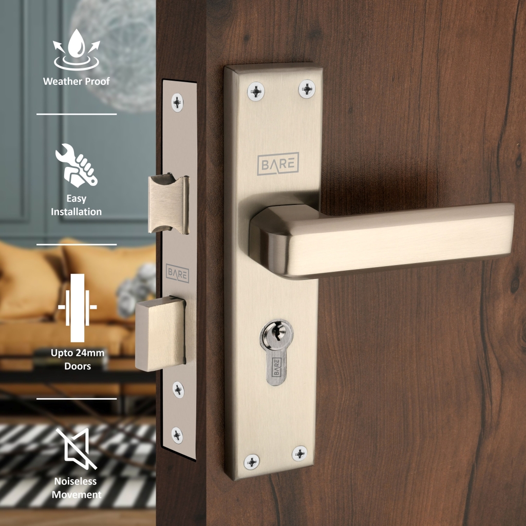 BARE "Macao 8" SS' Mortise Handle with 3 UltraKey Cylindrical Lock - BARE